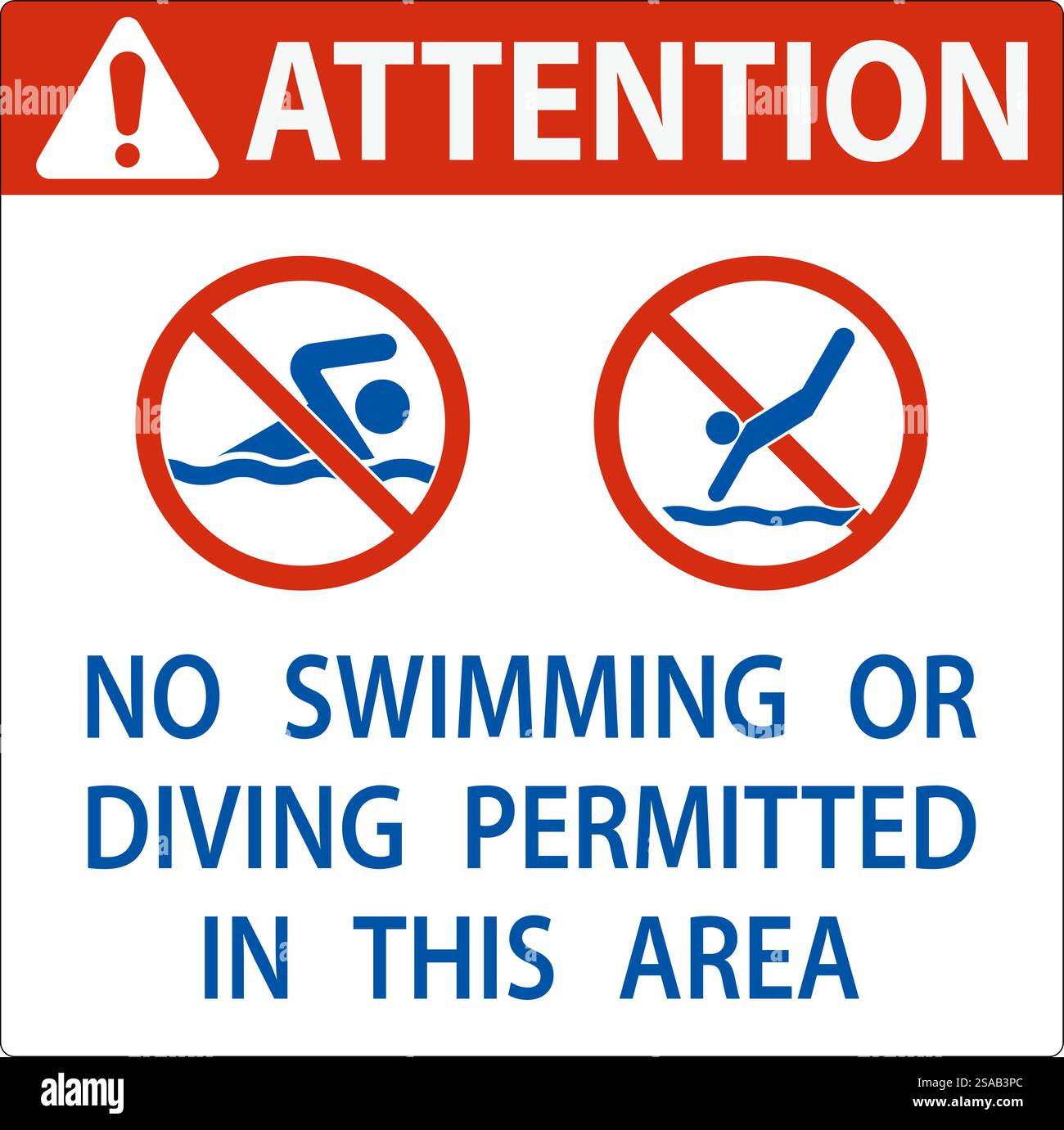 Pool Attention Sign No Swimming Or Diving Permitted In This Area Stock ...