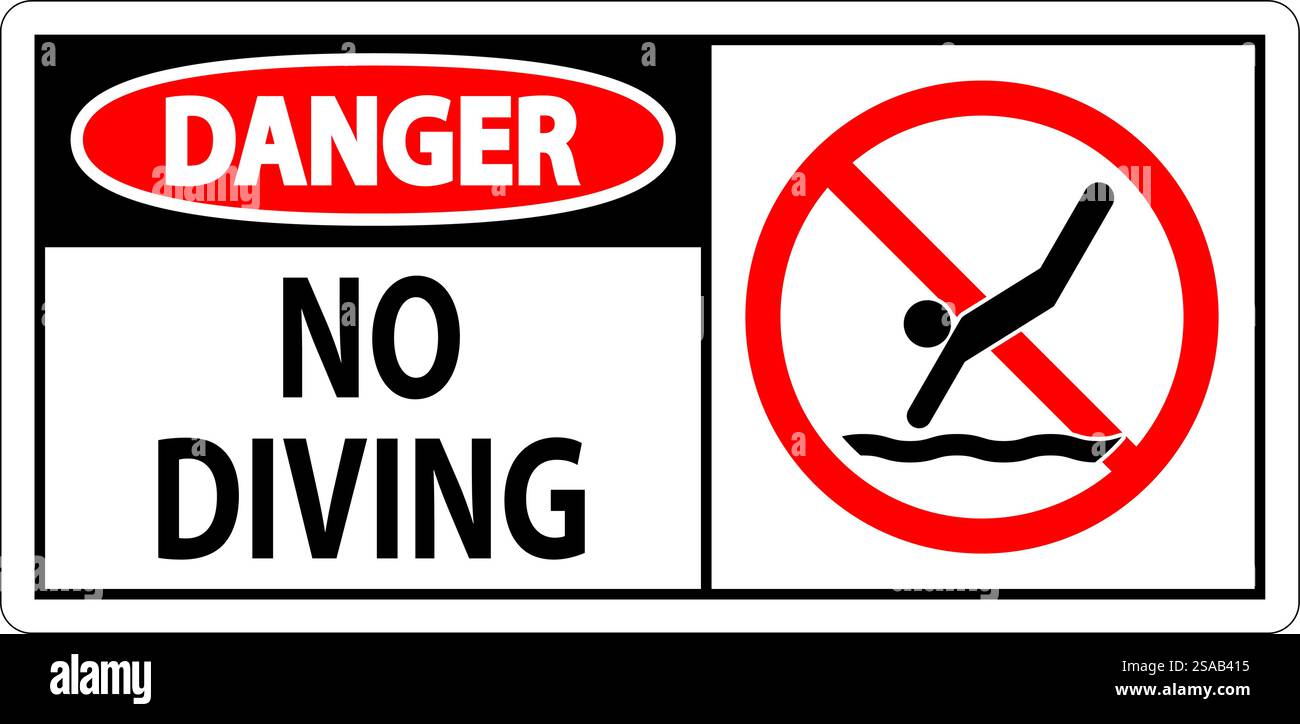Swimming Pool Sign Danger No Diving Stock Vector Image & Art - Alamy