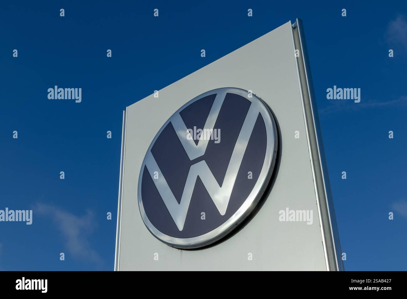 Volkswagen Store logo at the car dealer store in Utrecht. The ...