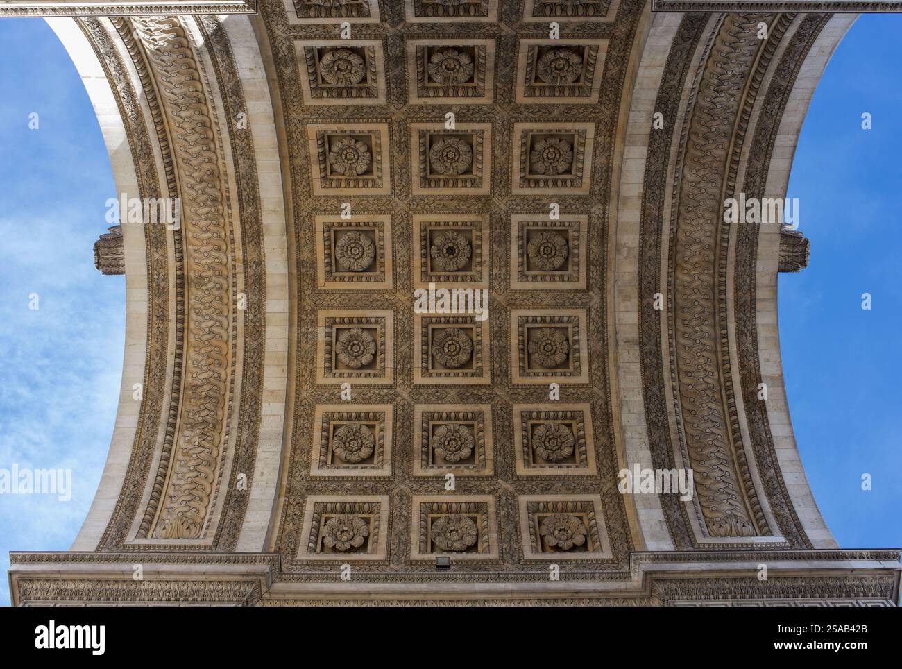 Details of the inside of the Arc de Triomphe de l'Étoile standing at ...