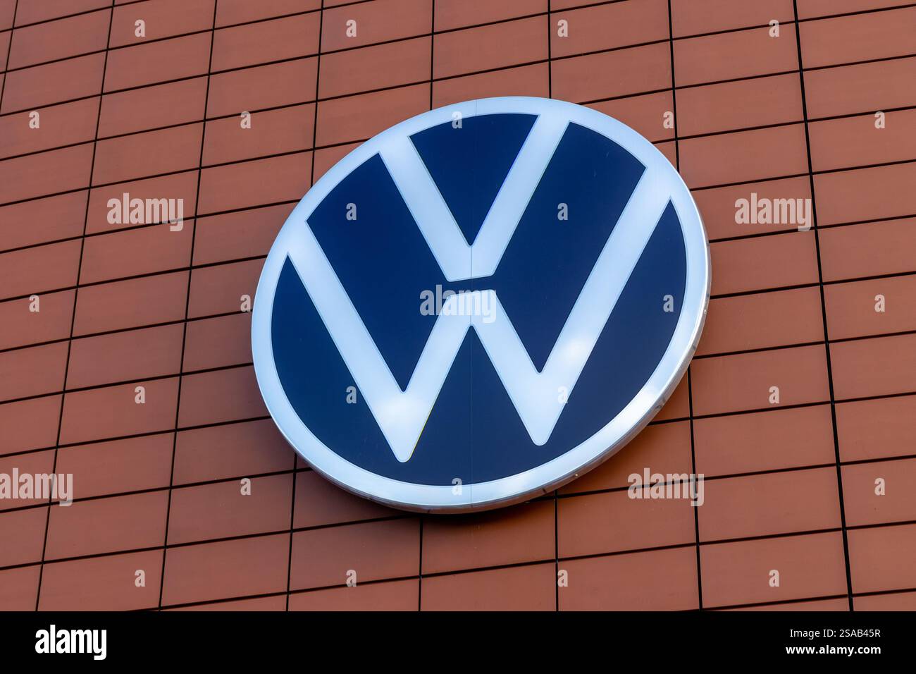 Volkswagen Store logo at the car dealer store in Utrecht. The ...