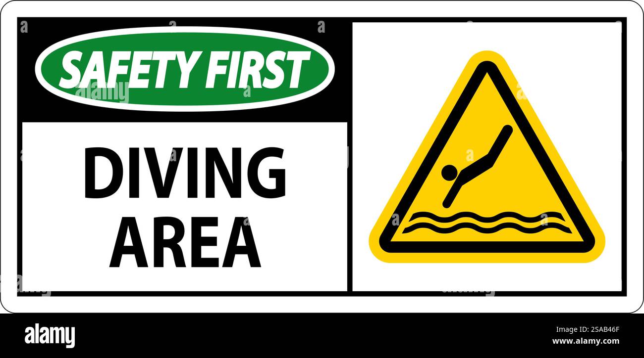 Water Safety Sign Danger - Diving Area Stock Vector Image & Art - Alamy
