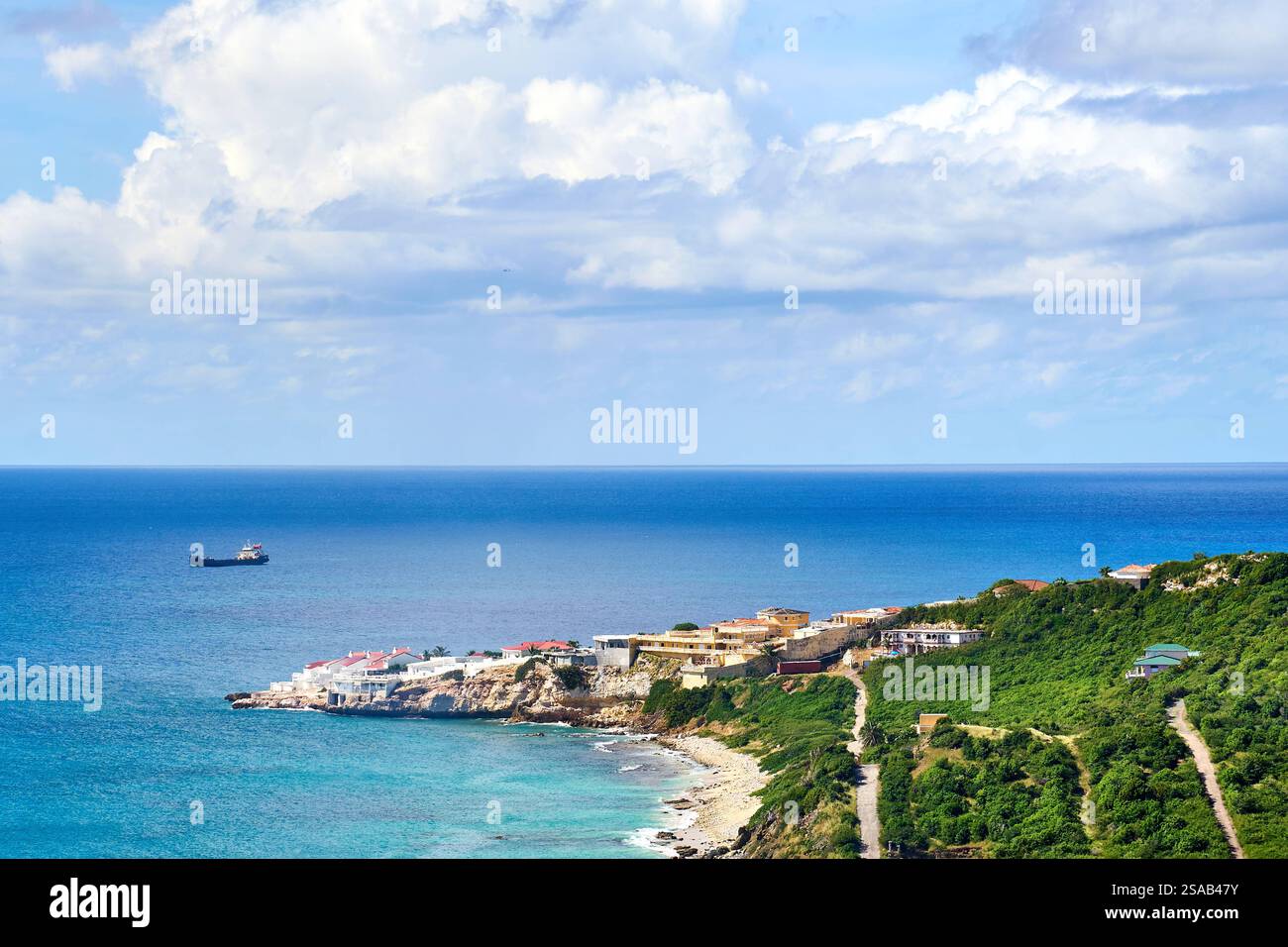 Sint Maarten, Caribbean - January 3, 2025: Panoramic view over the ...