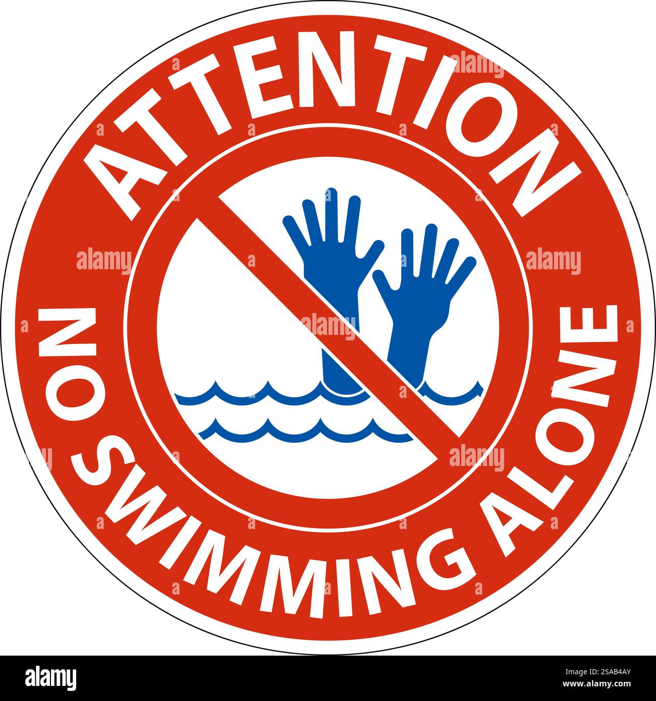 Pool Safety Sign Attention, No Swimming Alone Stock Vector Image & Art ...