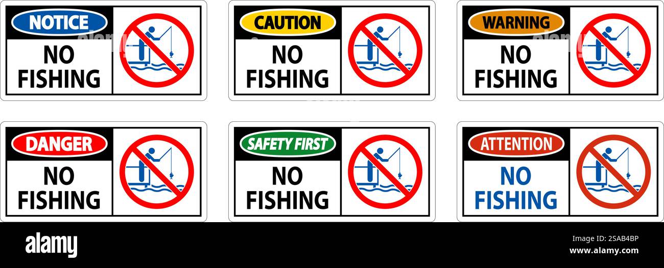 Water Safety Sign Attention, No Fishing Stock Vector Image & Art - Alamy