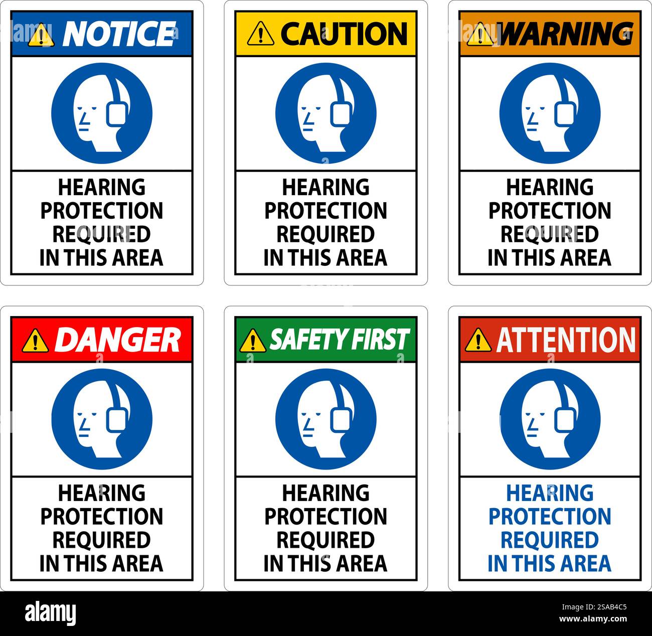 Caution Sign Hearing Protection Required In This Area Stock Vector ...