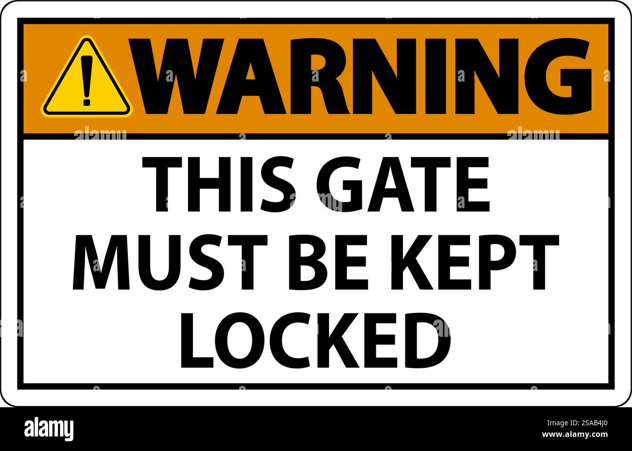 Warning Sign, Gate Must Be Kept Locked Stock Vector Image & Art - Alamy