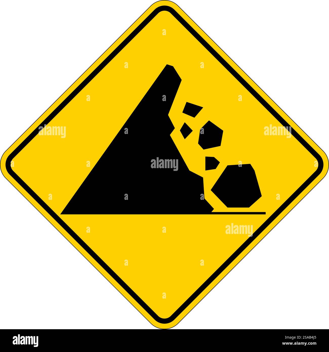 Road Warning Sign, Mountain Rocks Falling Symbol Stock Vector Image ...