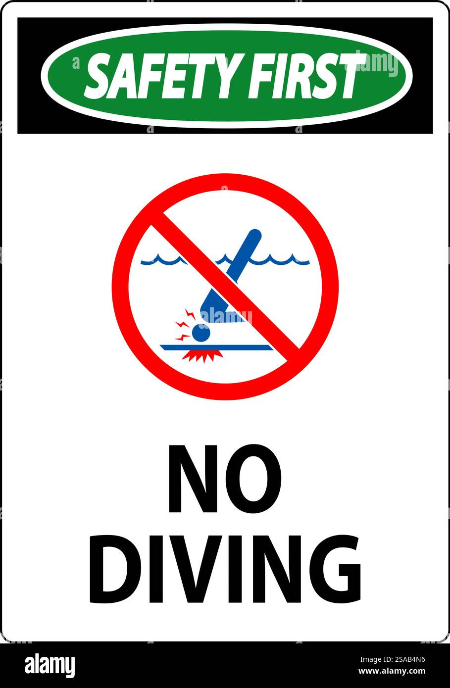 Pool Safety Sign Attention, No Diving Stock Vector Image & Art - Alamy