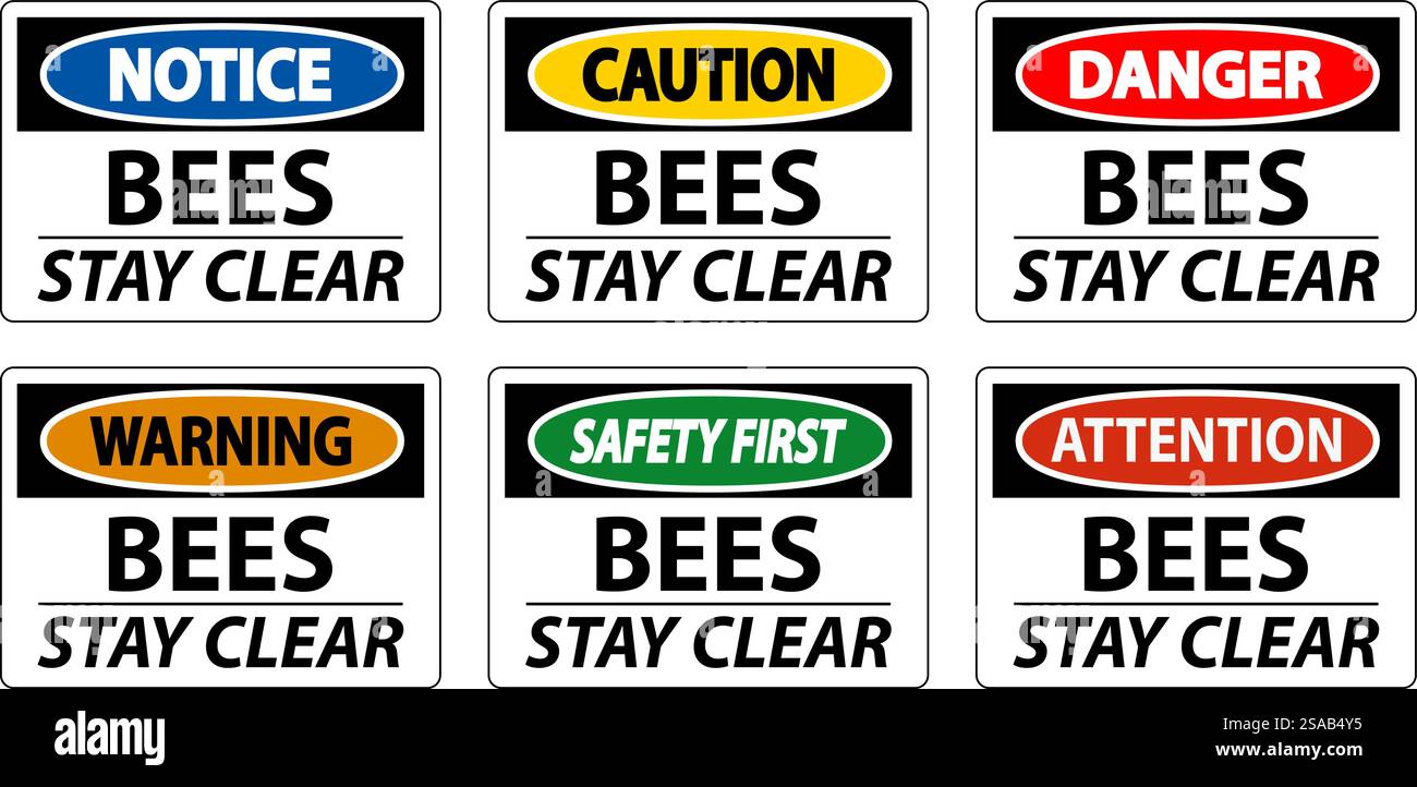 Caution Sign Bees - Stay Clear Stock Vector Image & Art - Alamy