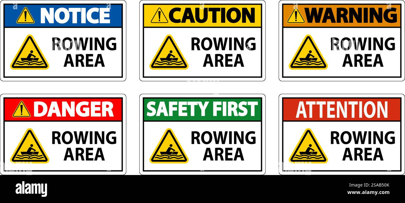 Water Safety Sign Warning - Rowing Area Stock Vector Image & Art - Alamy