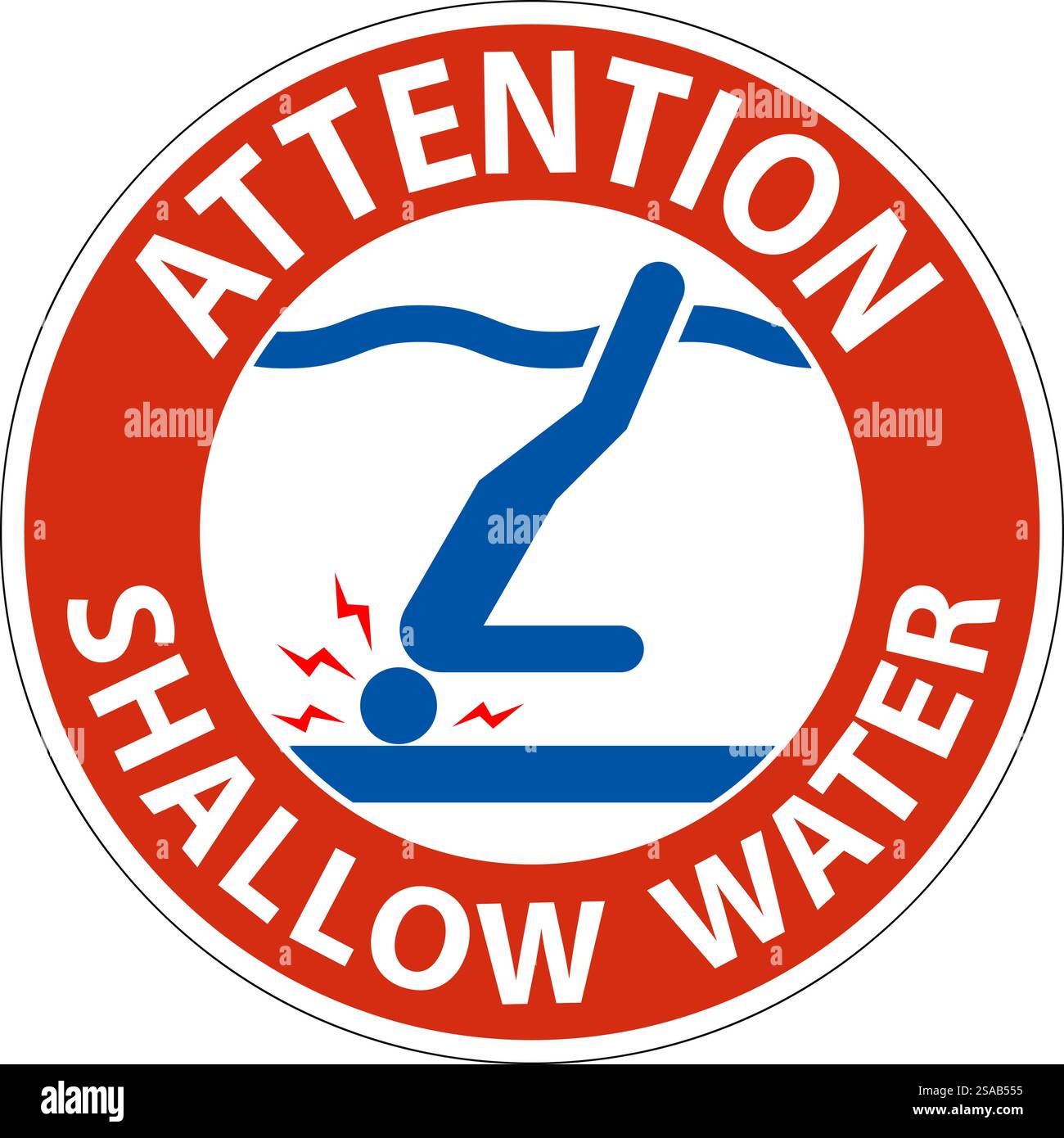 Water Safety Sign Attention - Shallow Water Stock Vector Image & Art ...