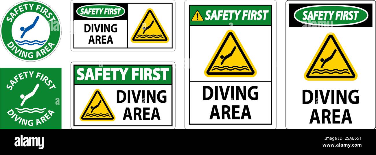 Water Safety Sign Danger - Diving Area Stock Vector Image & Art - Alamy