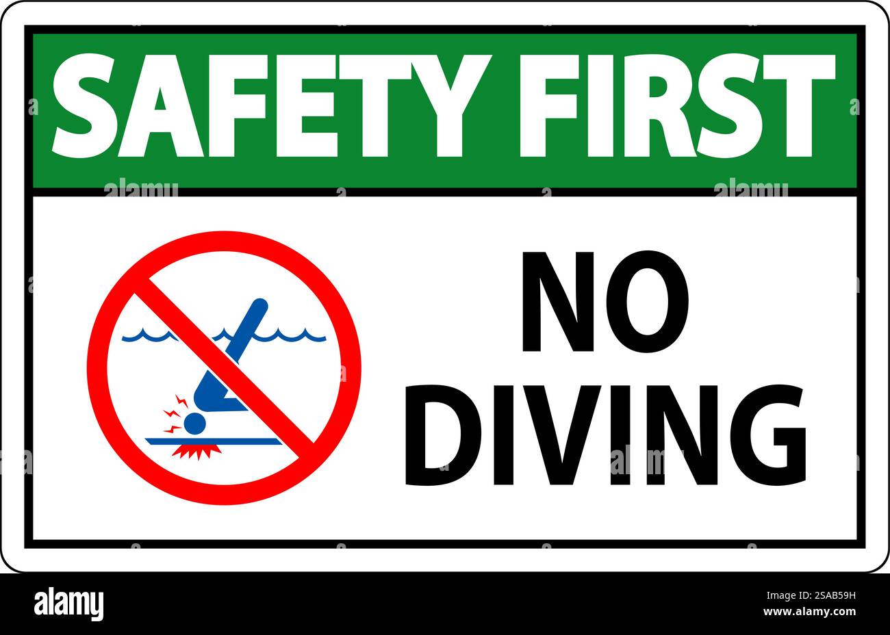 Pool Safety Sign Attention, No Diving Stock Vector Image & Art - Alamy