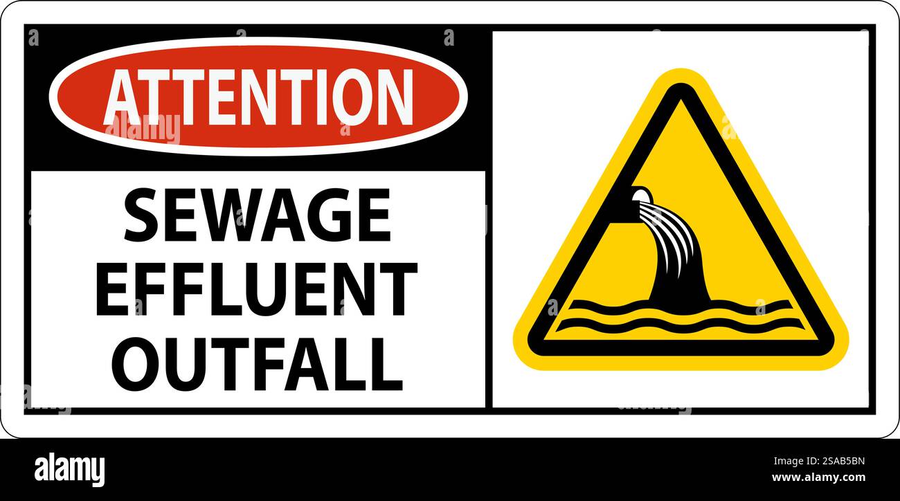 Water Safety Sign Attention - Sewage Effluent Outfall Stock Vector ...