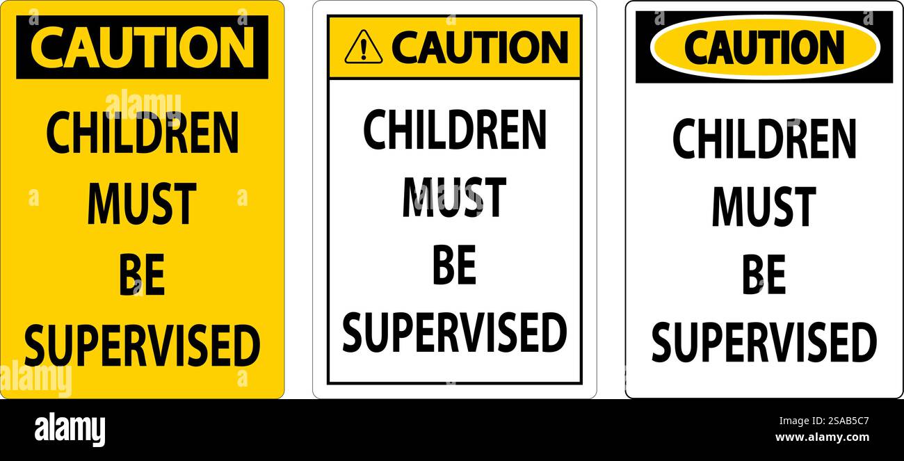 Pool Safety Sign Caution, Children Must be Supervised Stock Vector ...