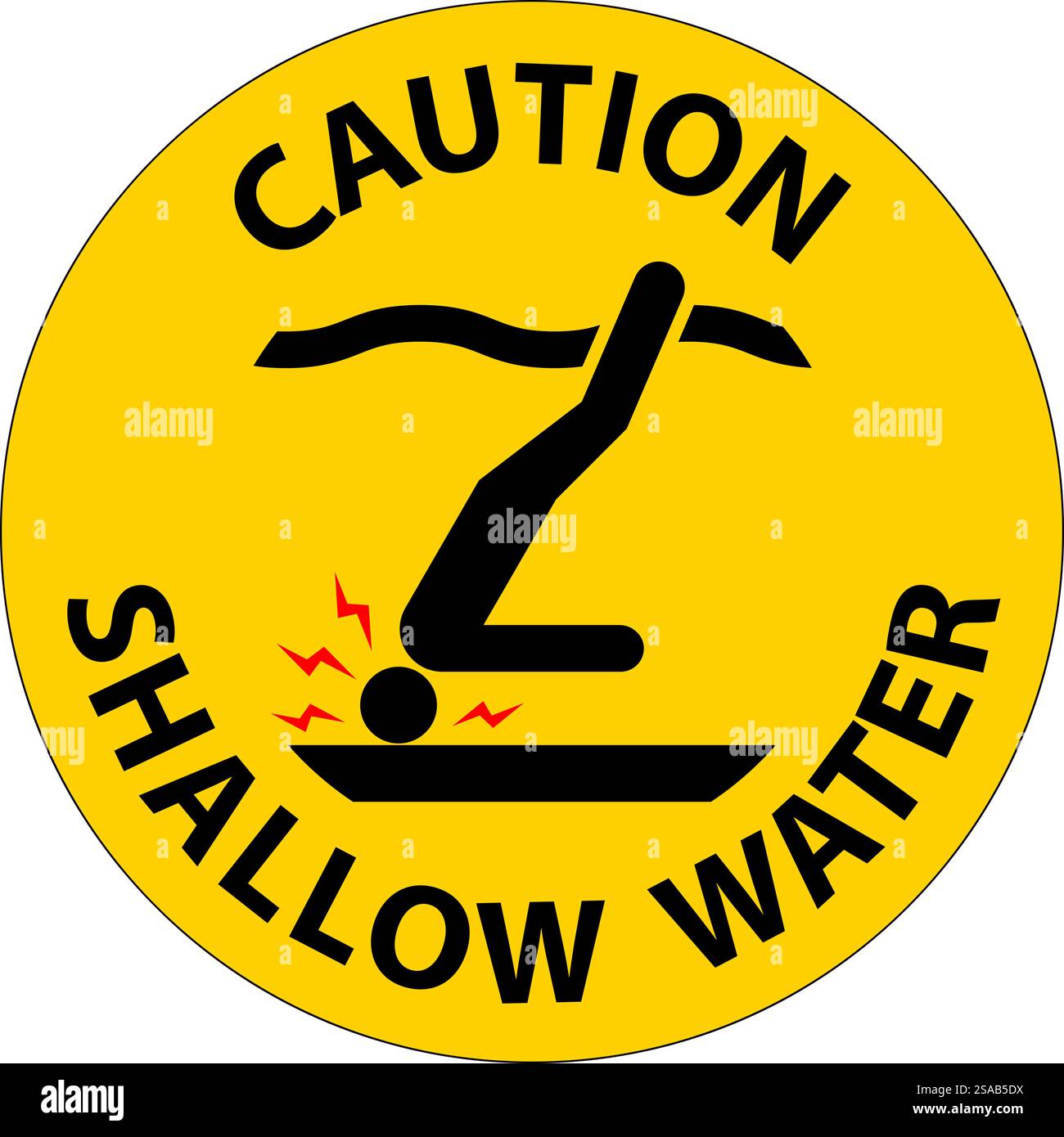 Water Safety Sign Caution - Shallow Water Stock Vector Image & Art - Alamy