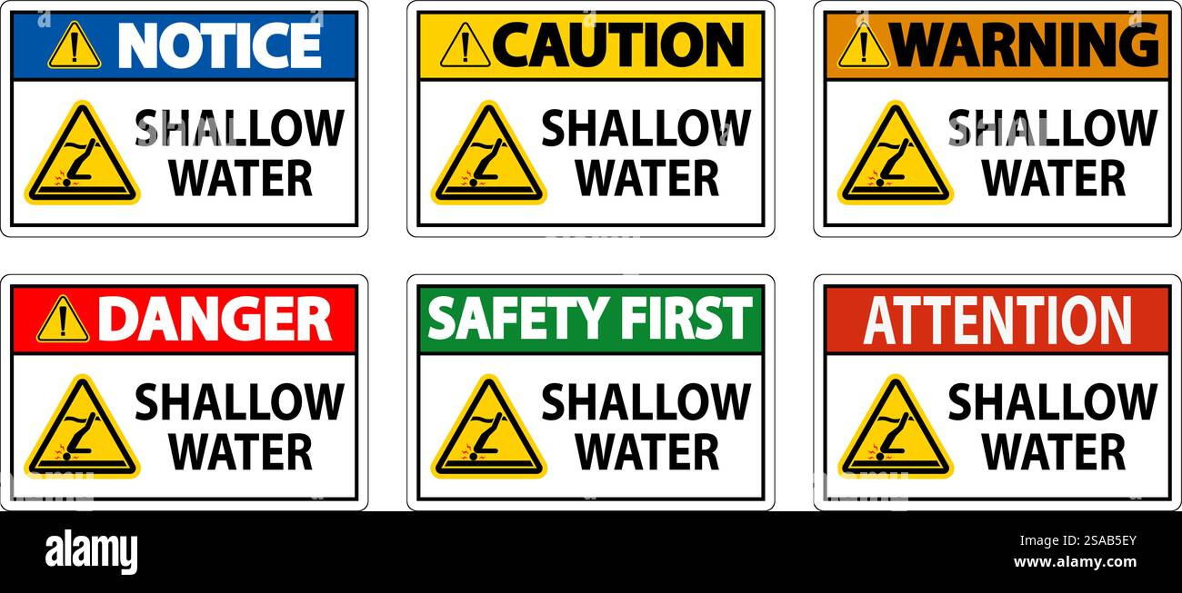 Water Safety Sign Warning - Shallow Water Stock Vector Image & Art - Alamy