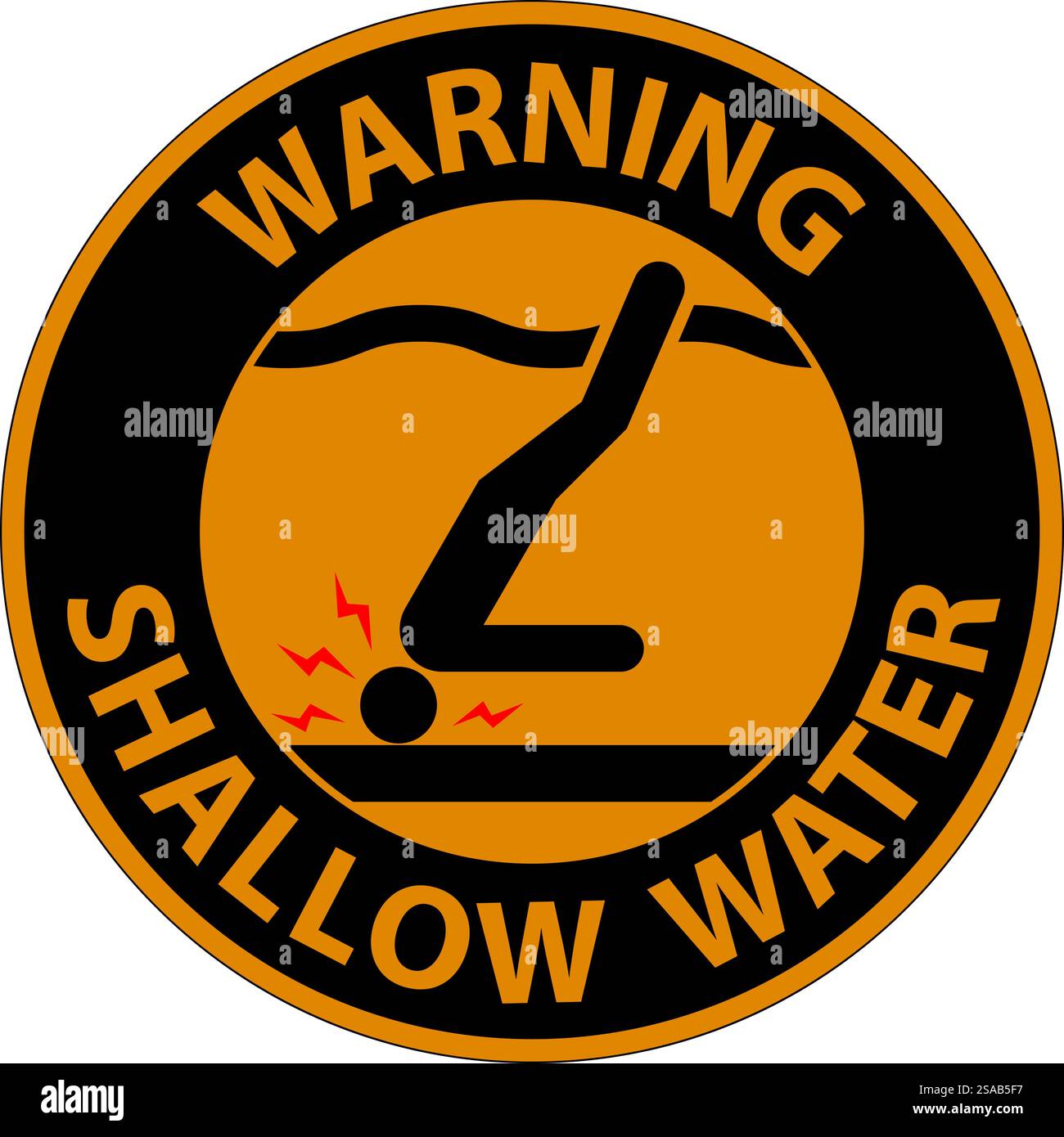 Water Safety Sign Warning - Shallow Water Stock Vector Image & Art - Alamy