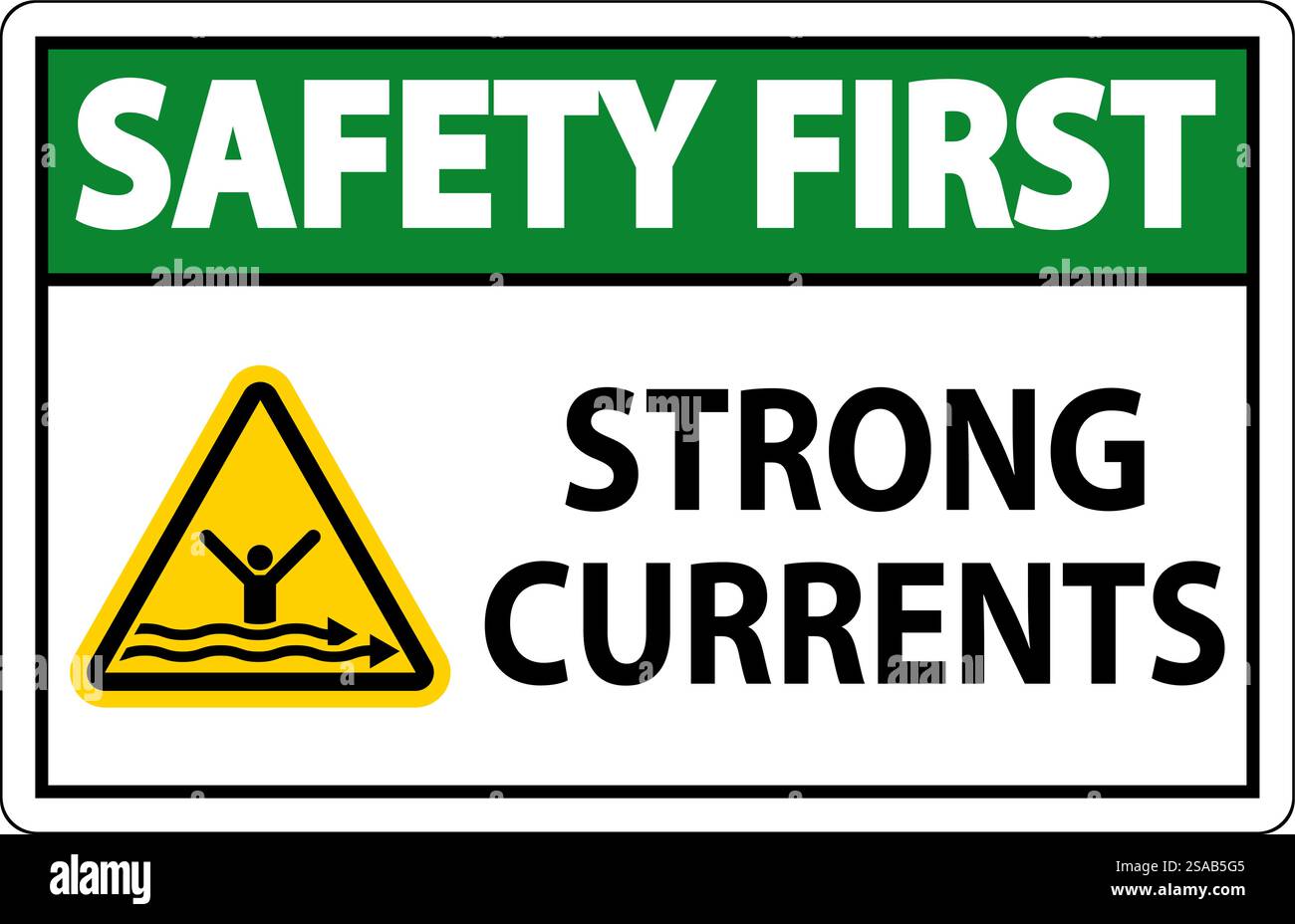 Water Safety First Sign - Strong Currents Stock Vector Image & Art - Alamy