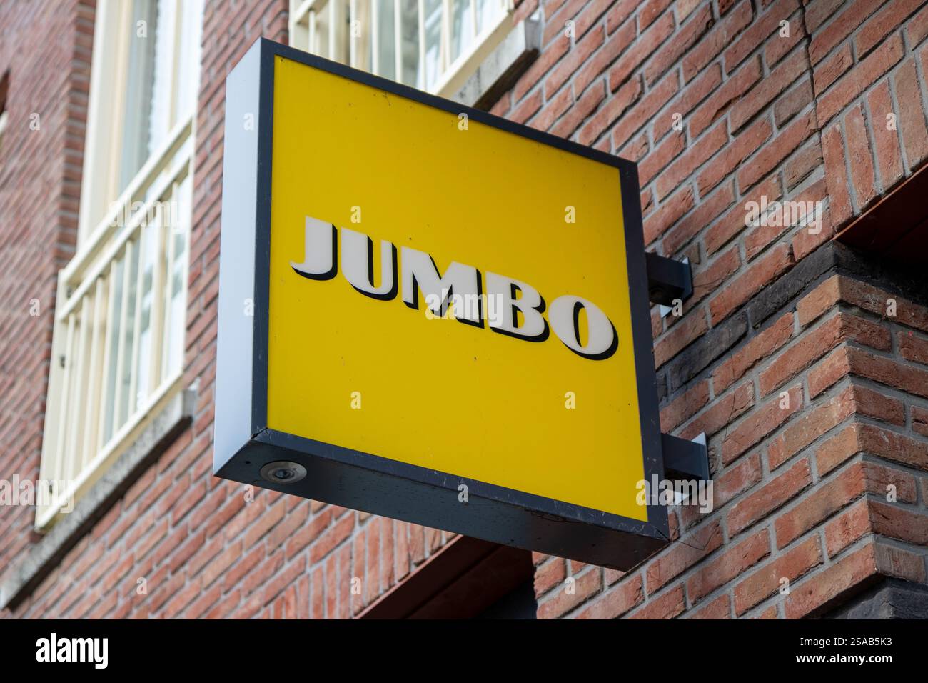 Jumbo logo at the supermarket groceries store, shop sign Utrecht in the ...