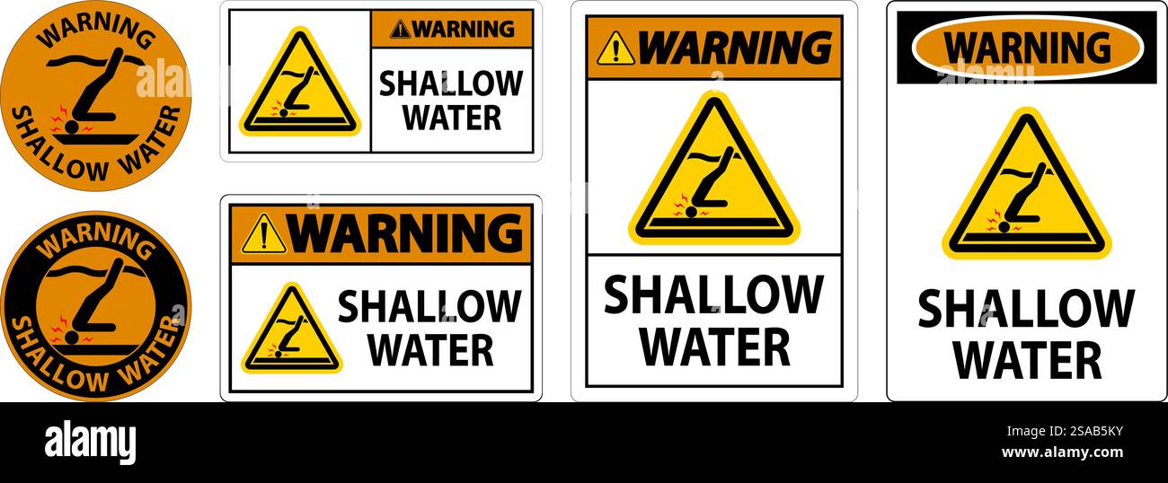 Water Safety Sign Warning - Shallow Water Stock Vector Image & Art - Alamy