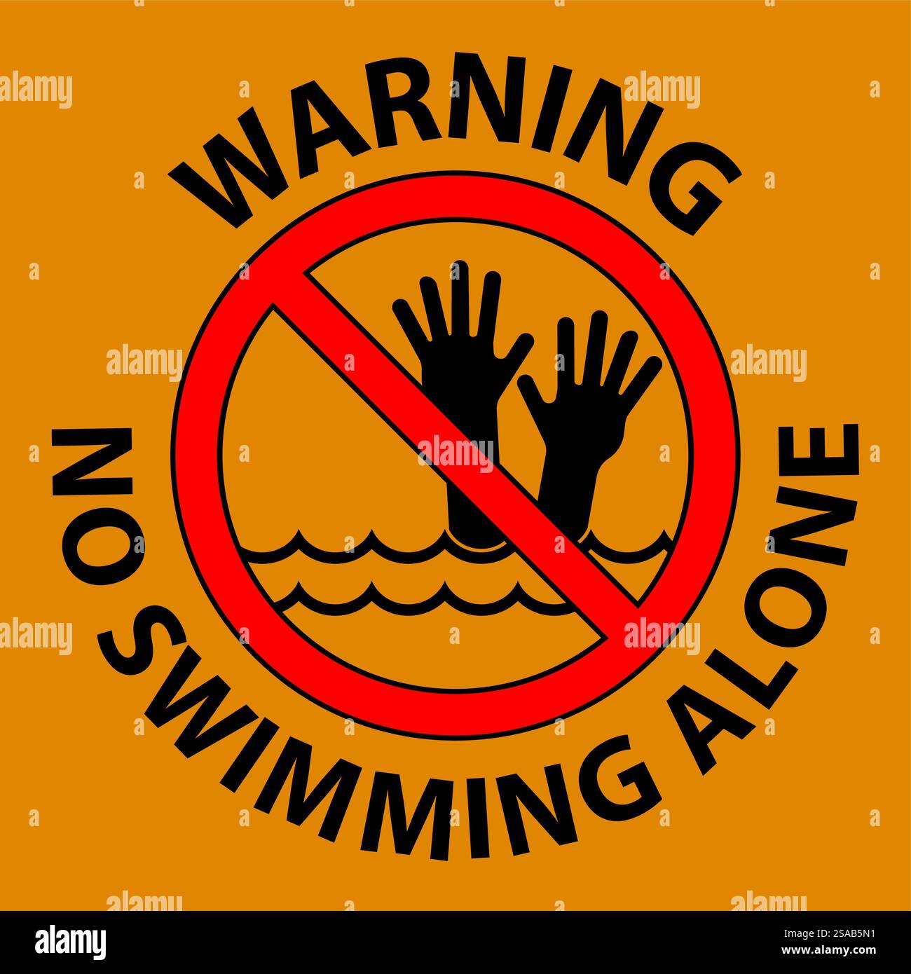 Pool Safety Sign Warning, No Swimming Alone Stock Vector Image & Art ...