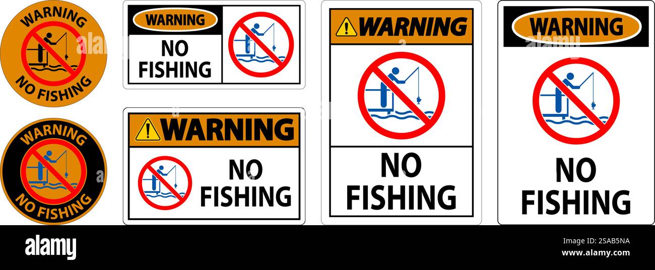 Water Safety Sign Warning, No Fishing Stock Vector Image & Art - Alamy