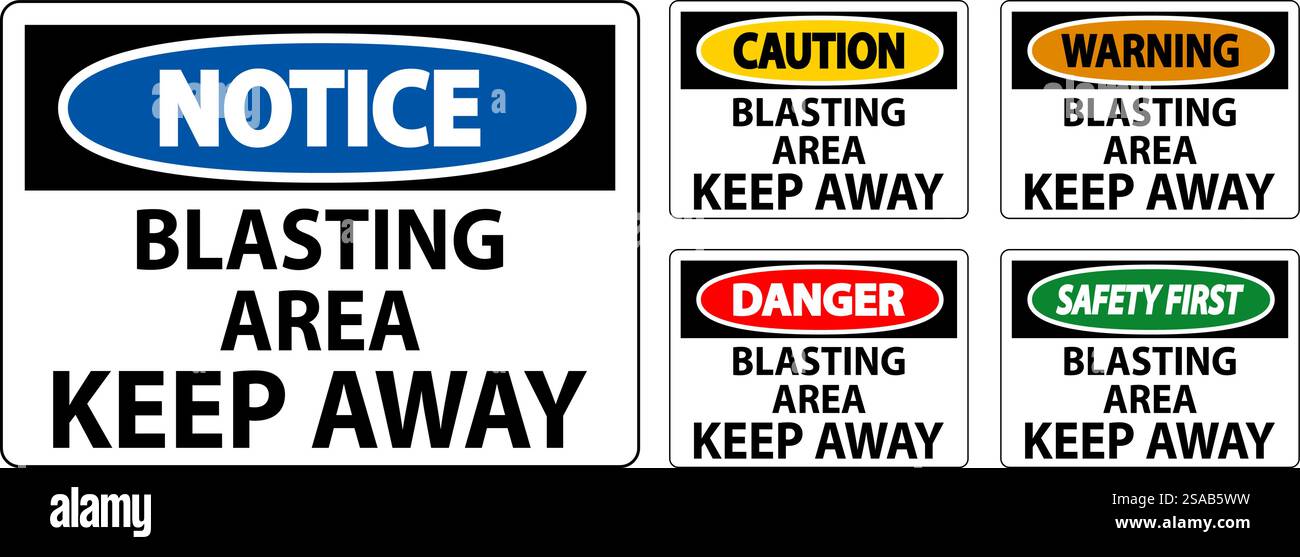 Caution Sign Blasting Area - Keep Away Stock Vector Image & Art - Alamy