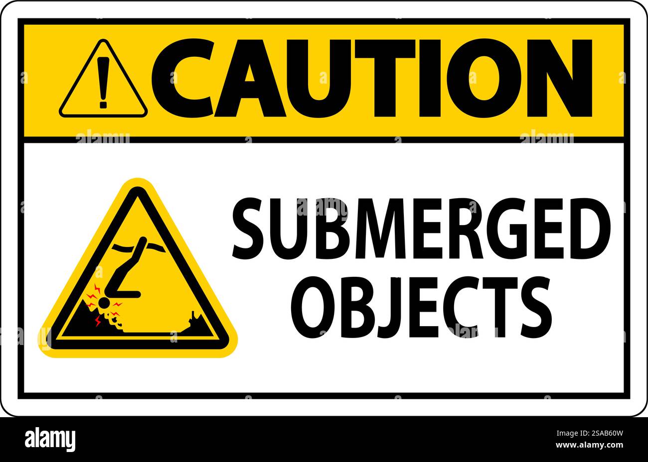 Water Safety Sign Caution - Submerged Objects Stock Vector Image & Art ...