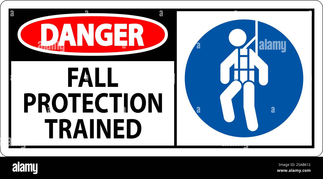 Hard Hat Decals, Danger Fall Protection Trained Stock Vector Image ...