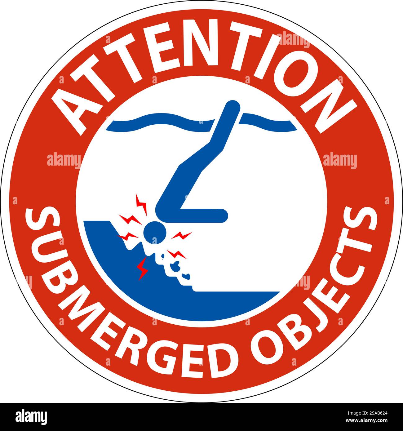 Water Safety Sign Attention - Submerged Objects Stock Vector Image ...