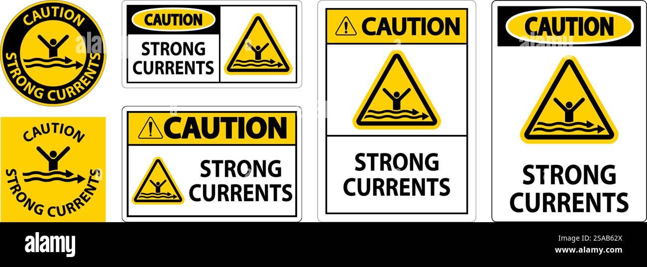 Water Safety Sign Caution - Strong Currents Stock Vector Image & Art ...