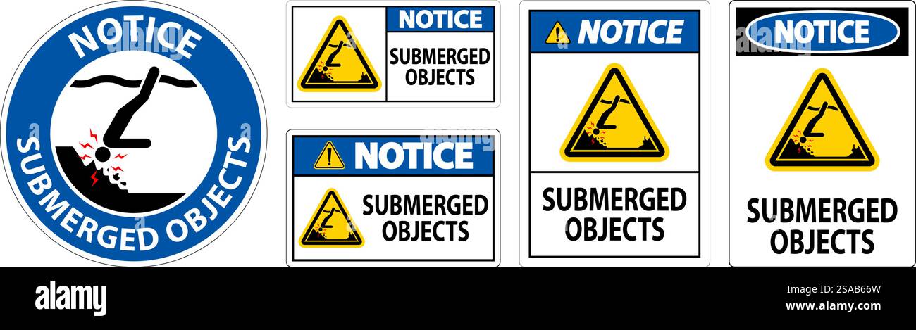 Water Safety Sign Notice - Submerged Objects Stock Vector Image & Art ...