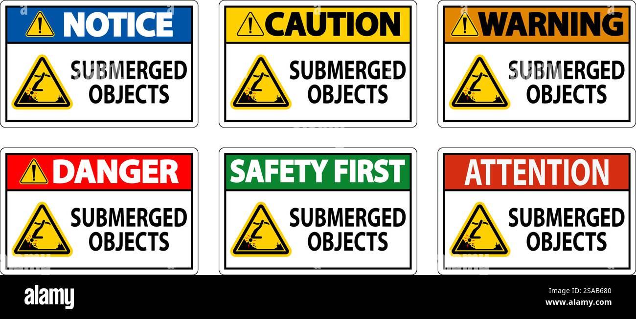 Water Safety Sign Warning - Submerged Objects Stock Vector Image & Art ...
