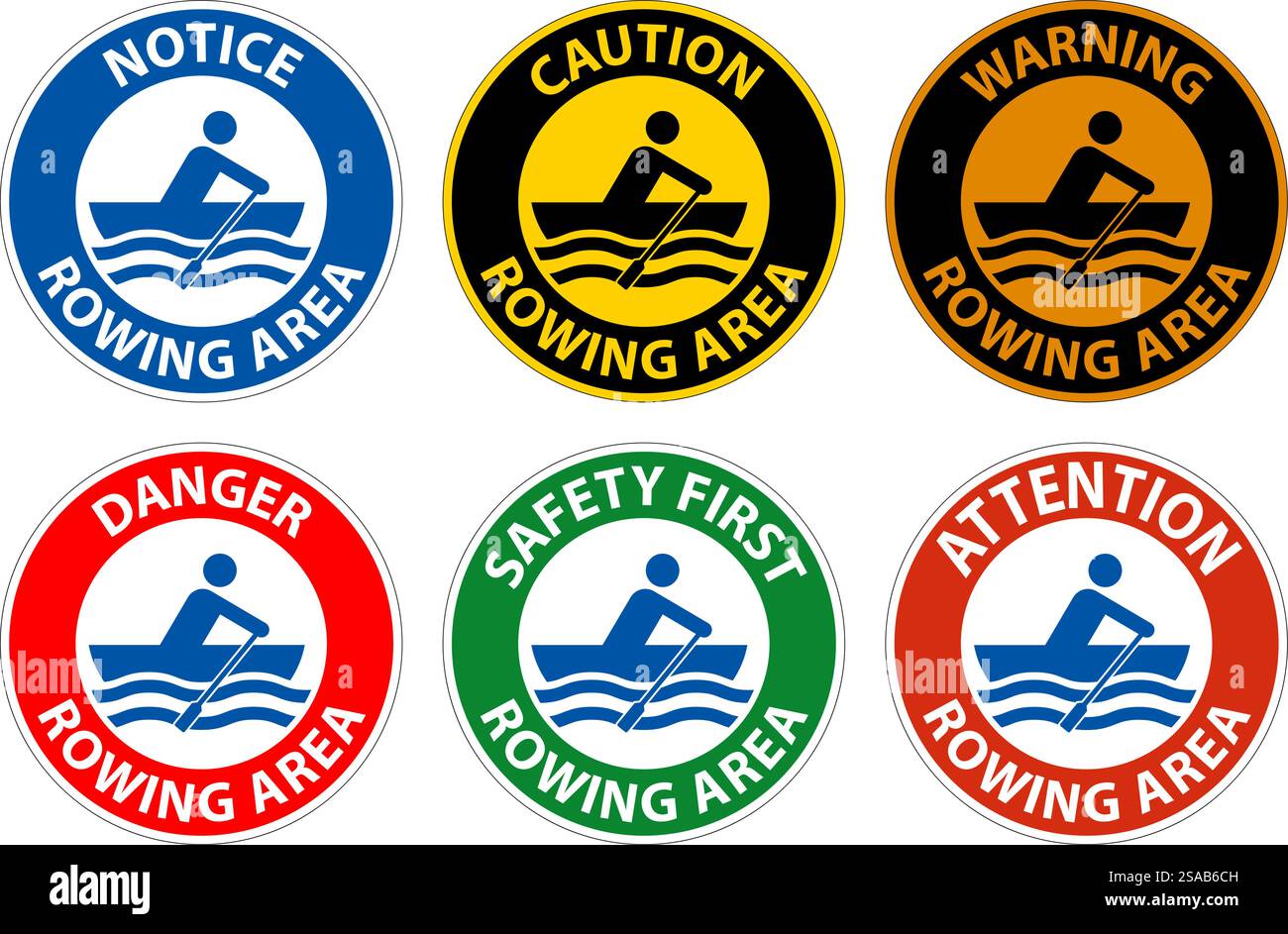 Water Safety Sign Warning - Rowing Area Stock Vector Image & Art - Alamy