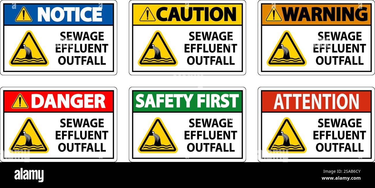 Water Safety Sign Warning - Sewage Effluent Outfall Stock Vector Image ...