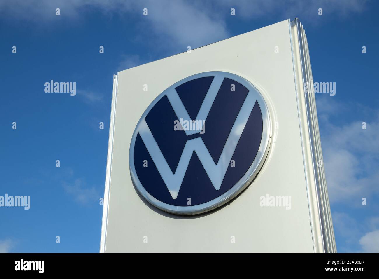 Volkswagen Store logo at the car dealer store in Utrecht. The ...