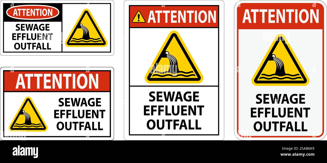 Water Safety Sign Attention - Sewage Effluent Outfall Stock Vector ...