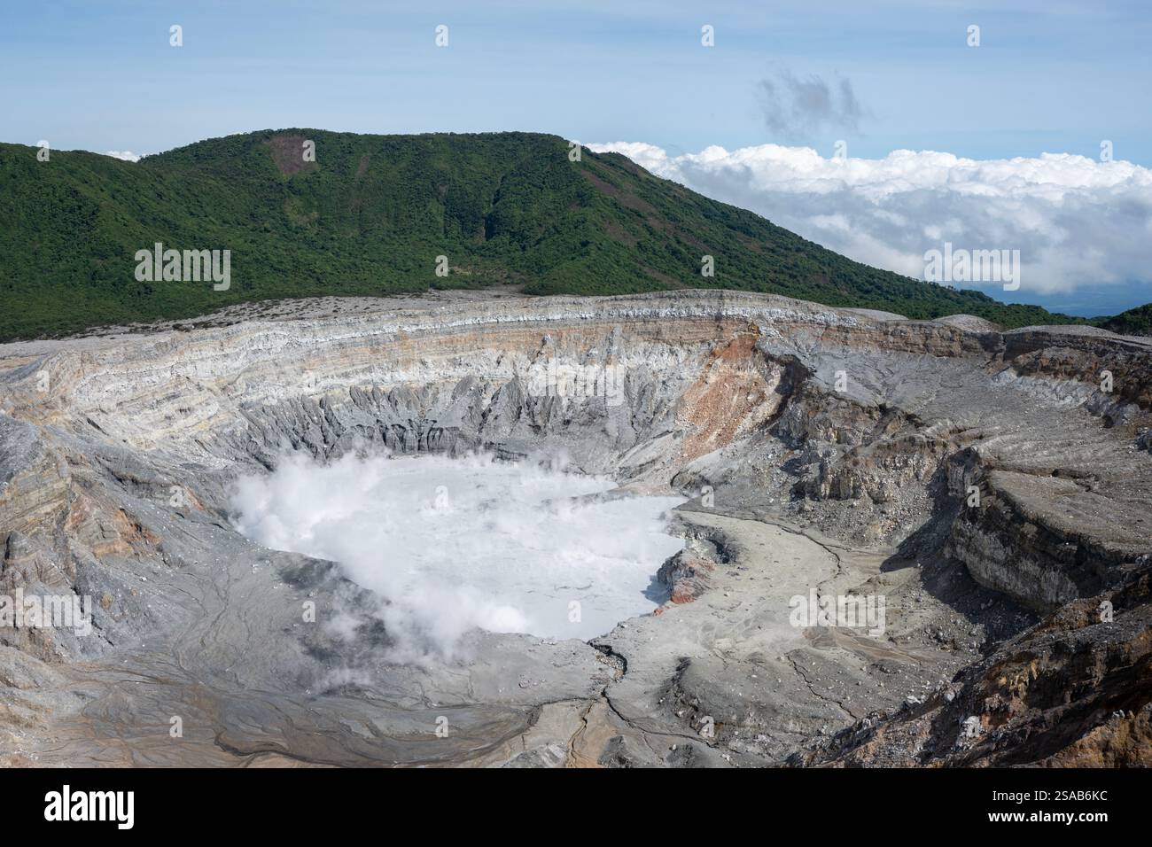 Costa Rica, Poas Volcano National Park. Poas Volcano crater, active ...