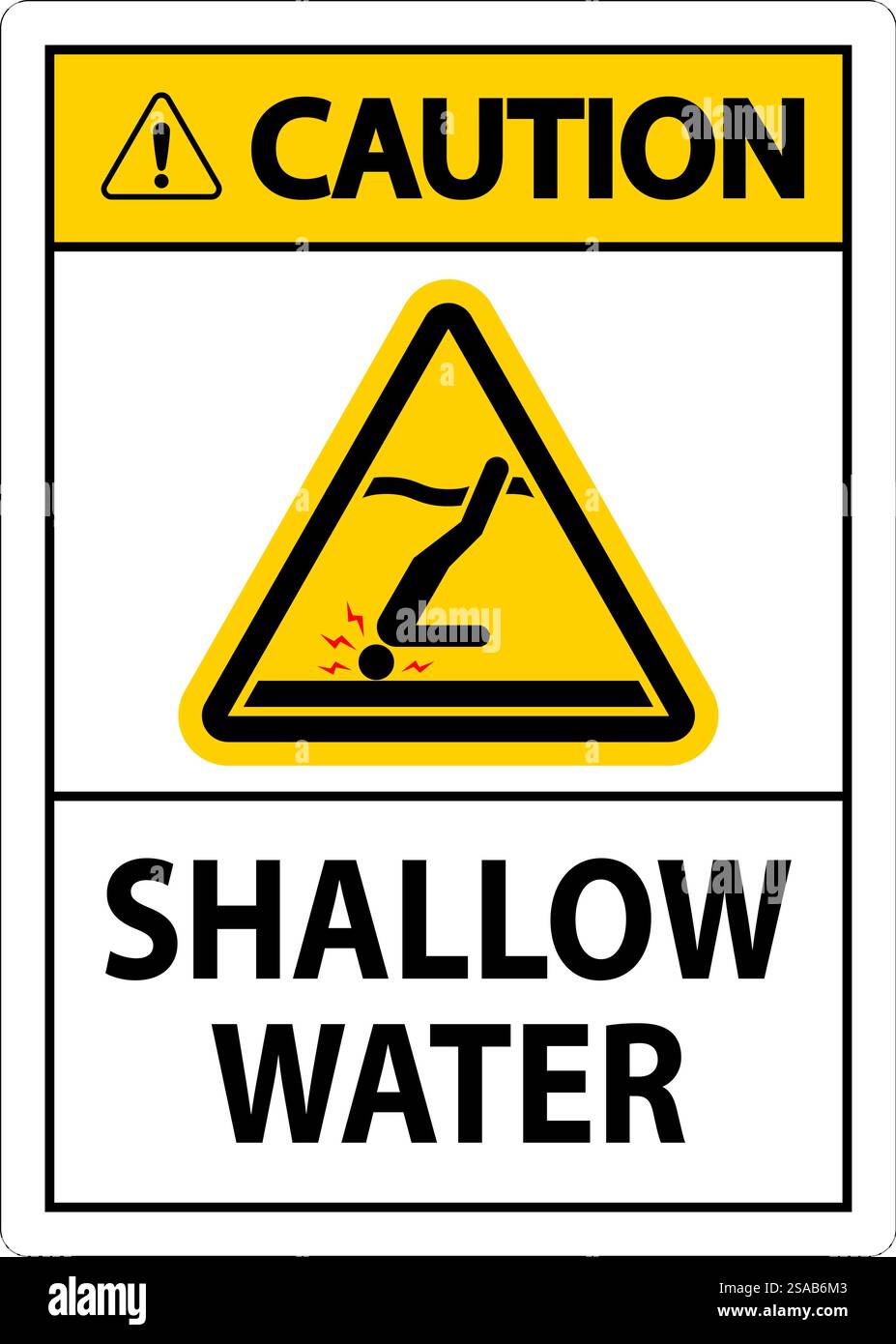 Water Safety Sign Caution - Shallow Water Stock Vector Image & Art - Alamy