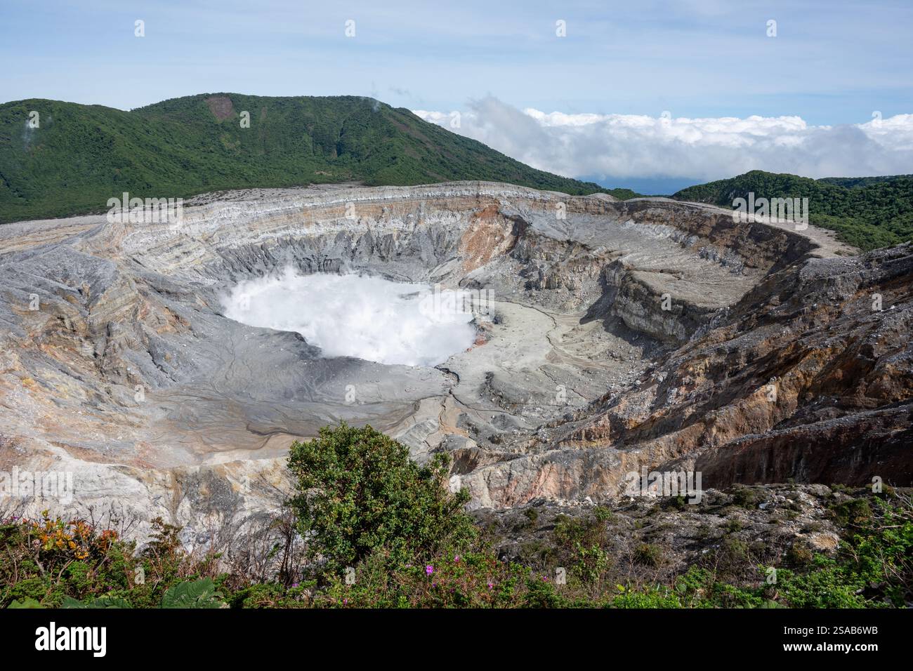 Costa Rica, Poas Volcano National Park. Poas Volcano crater, active ...