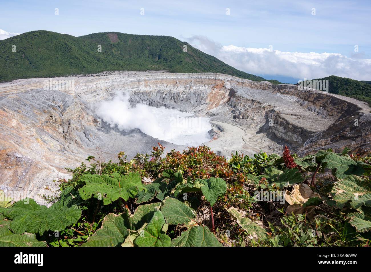 Costa Rica, Poas Volcano National Park. Poas Volcano crater, active ...