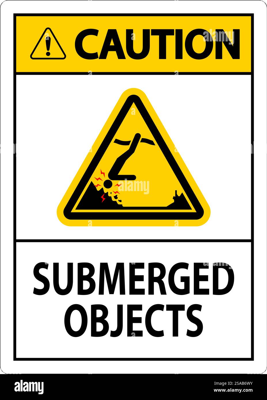 Water Safety Sign Caution - Submerged Objects Stock Vector Image & Art ...