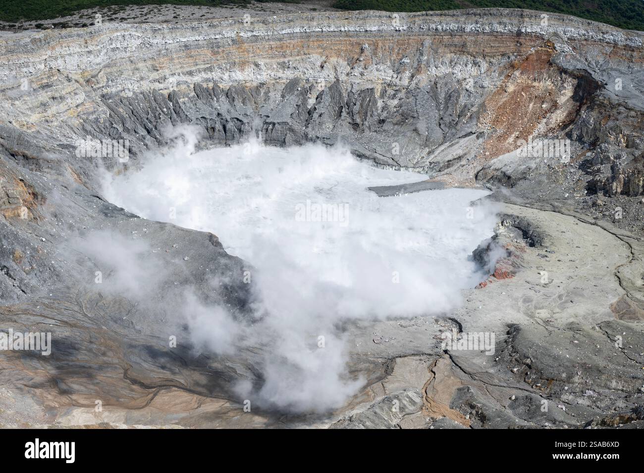 Costa Rica, Poas Volcano National Park. Poas Volcano crater, active ...