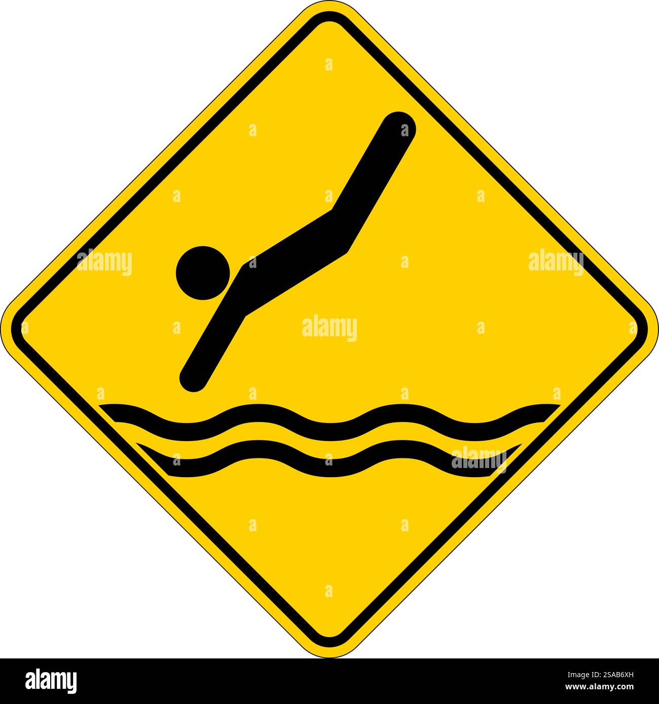 Water Safety Sign Caution - Diving Area Stock Vector Image & Art - Alamy