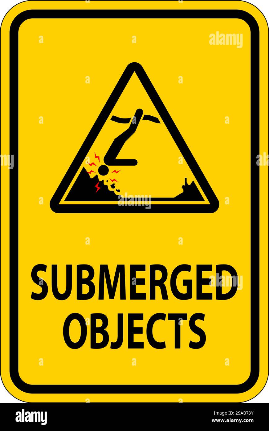 Water Safety Sign Warning - Submerged Objects Stock Vector Image & Art ...