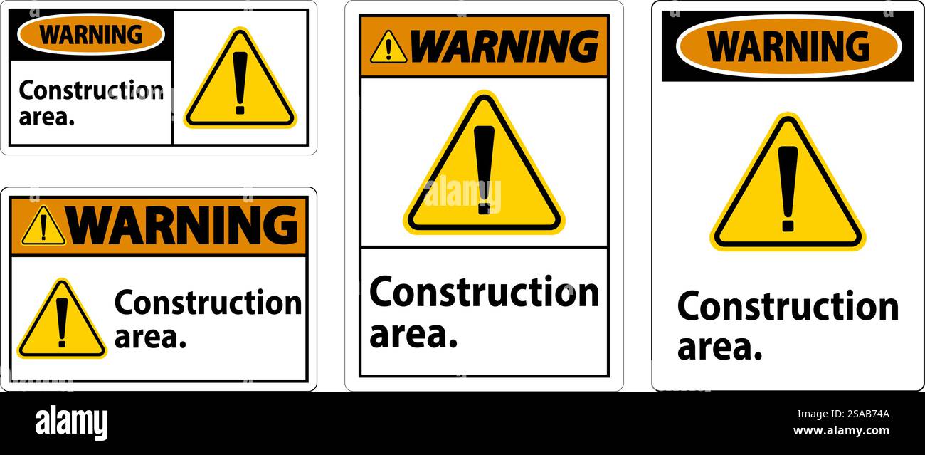 Warning Sign Construction Area Stock Vector Image & Art - Alamy