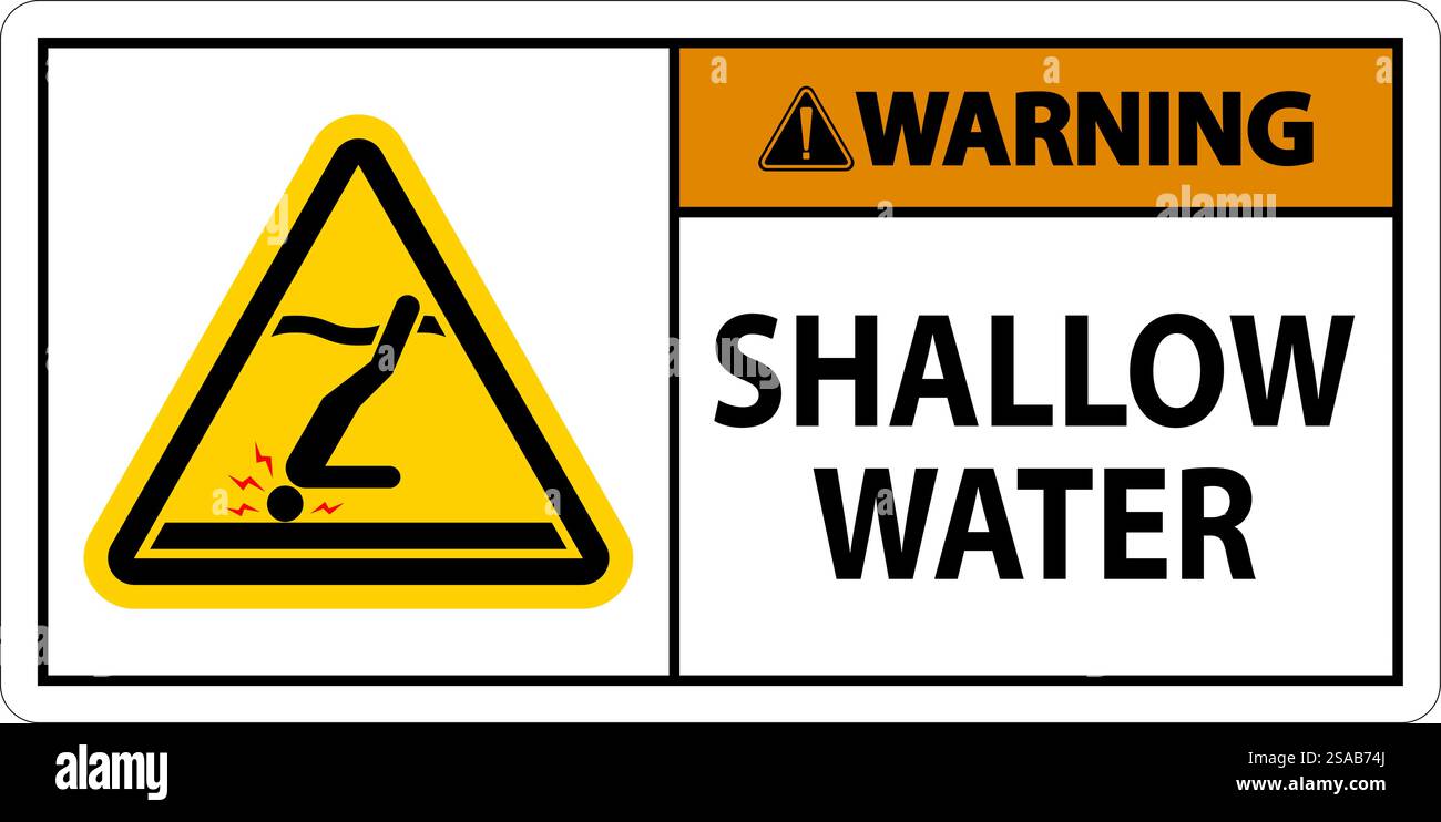 Water Safety Sign Warning - Shallow Water Stock Vector Image & Art - Alamy