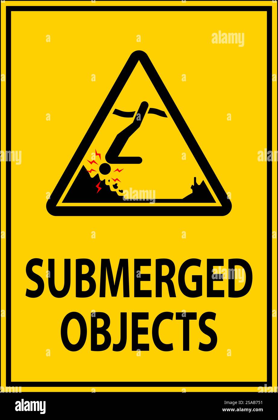 Water Safety Sign Warning - Submerged Objects Stock Vector Image & Art ...